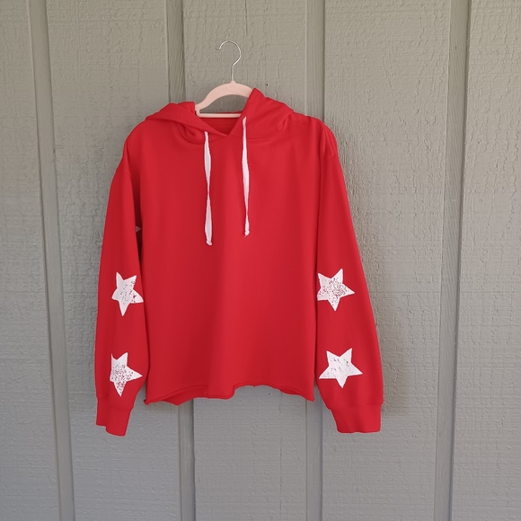 Current/Elliott | Tops | Current Elliott The Cut Cropped Star Hoodie Sz ...